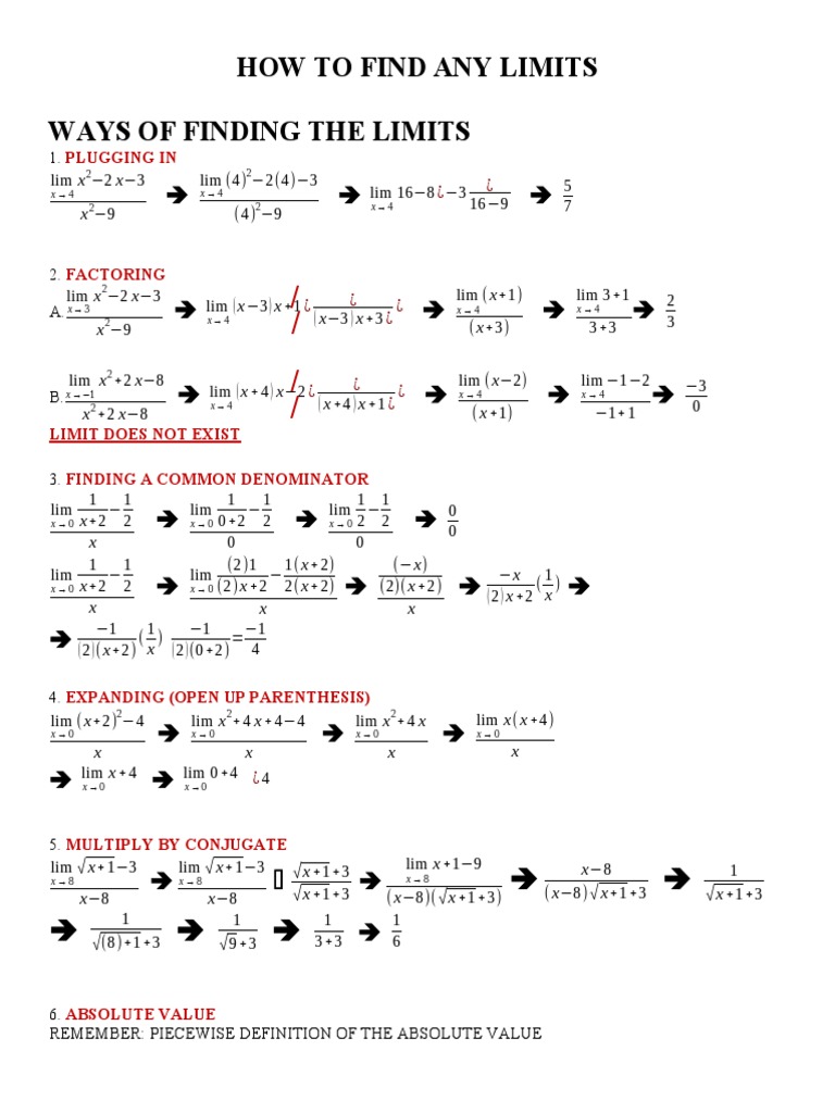 How To Find Any Limits | PDF | Mathematics | Mathematical Analysis