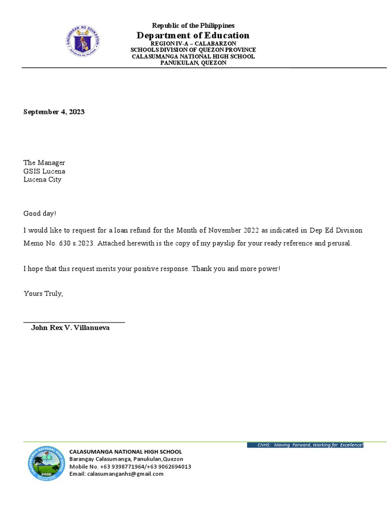 Request Letter GSIS | PDF