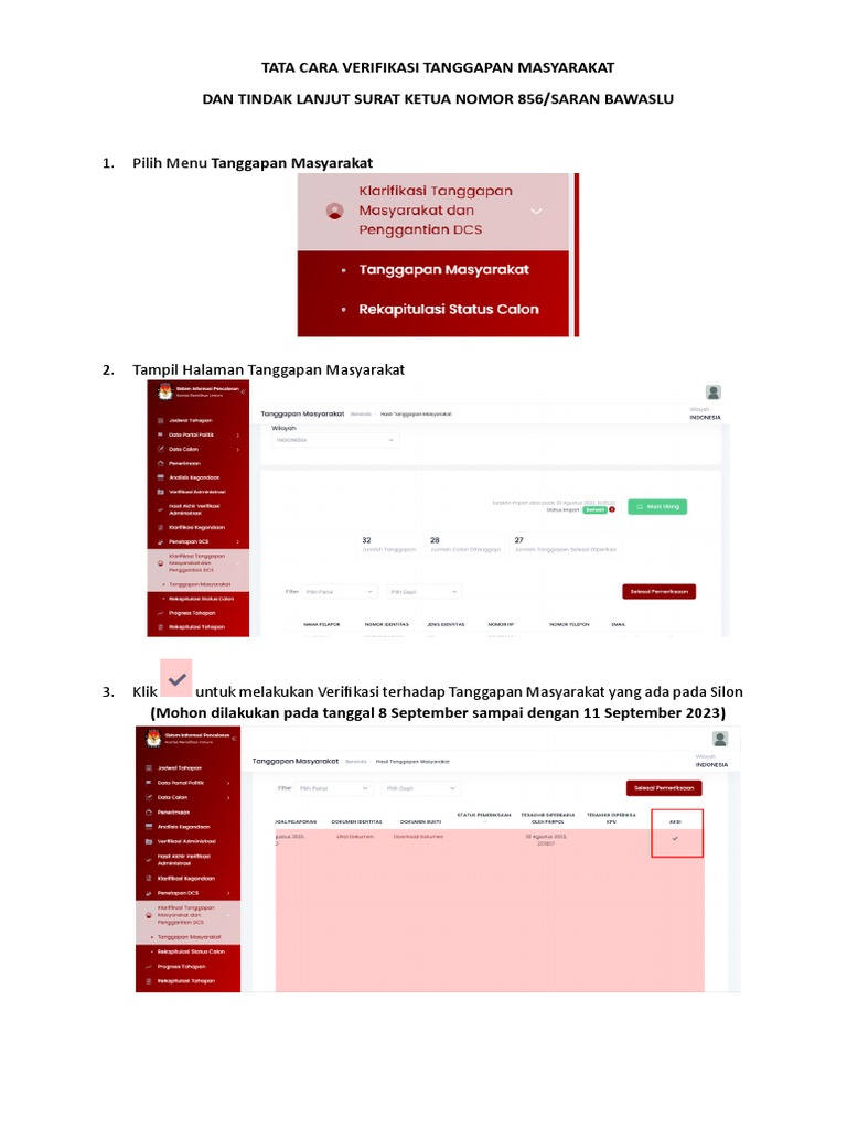 Tata Cara Verifikasi Tanggapan Masyarakat | PDF