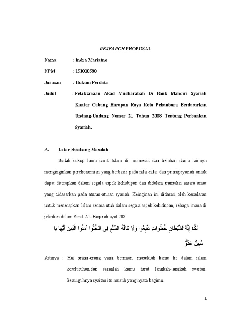 Research Proposal Indra | PDF | Bisnis