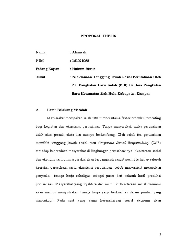 Proposal Thesis Alam | PDF | Karier & Perkembangan | Bisnis