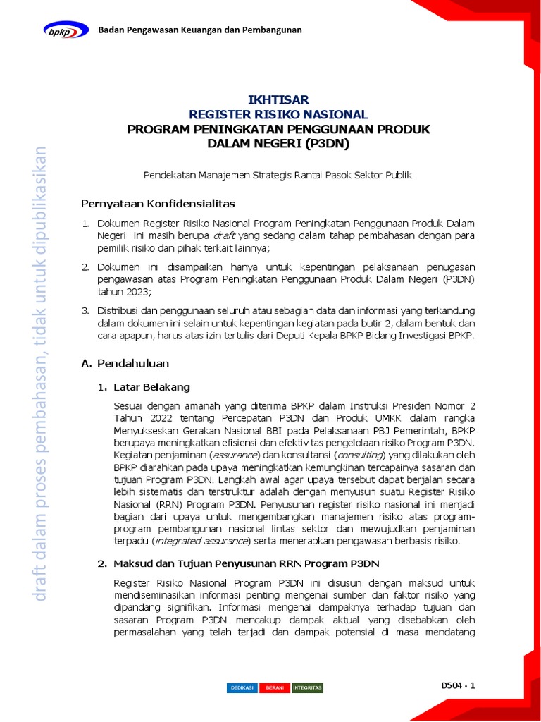Register Risiko Nasional P3DN | PDF