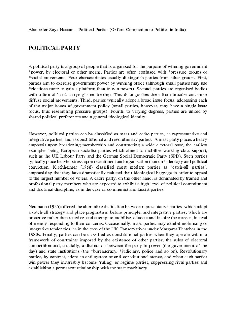 Political Party - Andrew Heywood - Key Concepts | PDF | Political ...