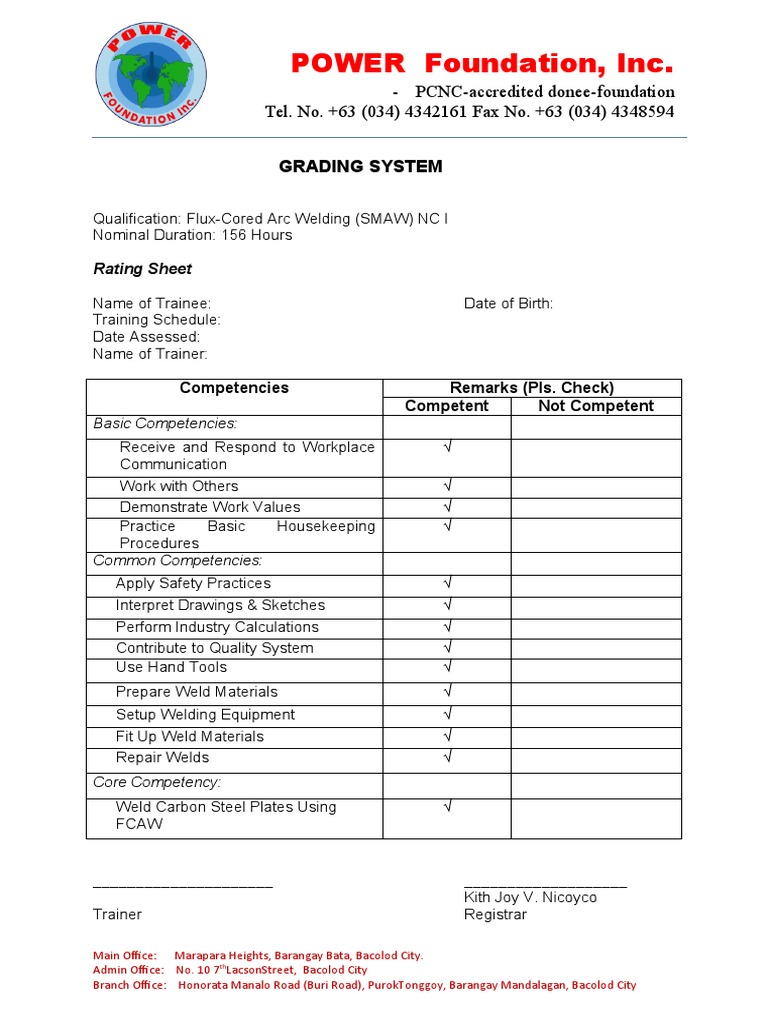 Grading System | PDF | Welding | Construction