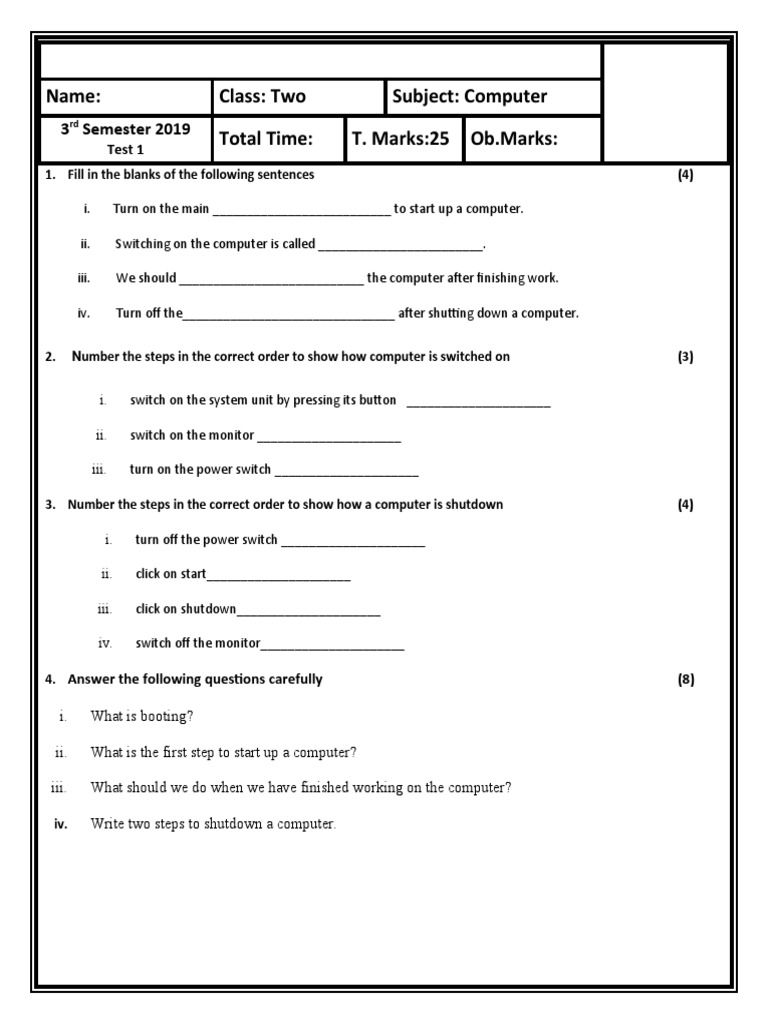 Computer Science Grade 2 - 3rd Term | PDF | Drawing | Microsoft Windows