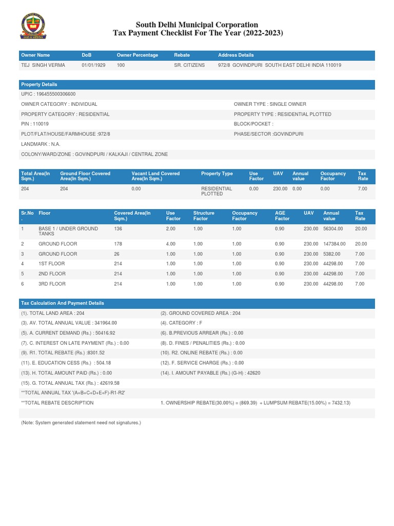 Property Tax Check List | PDF | Money | Government