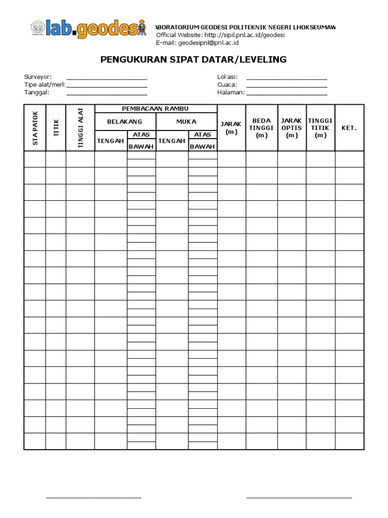 K. 3 Formulir-Pengukuran-dengan-Alat-Waterpass 2 | PDF