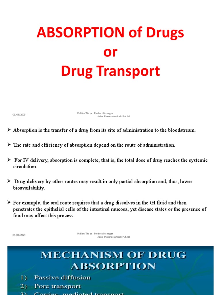 Mechanism of Drug Absorption or Drug Transport | PDF | Physical ...