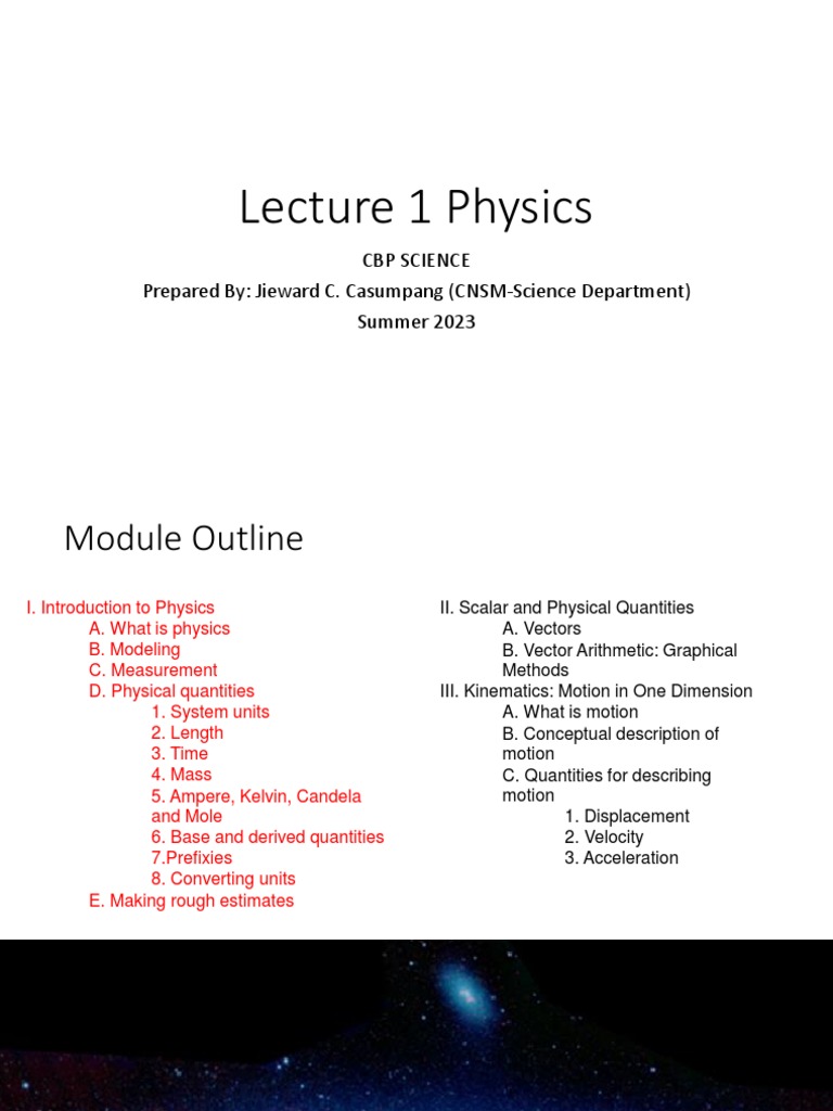 Introduction To Physics and Kinematics | PDF | Physics | Euclidean Vector