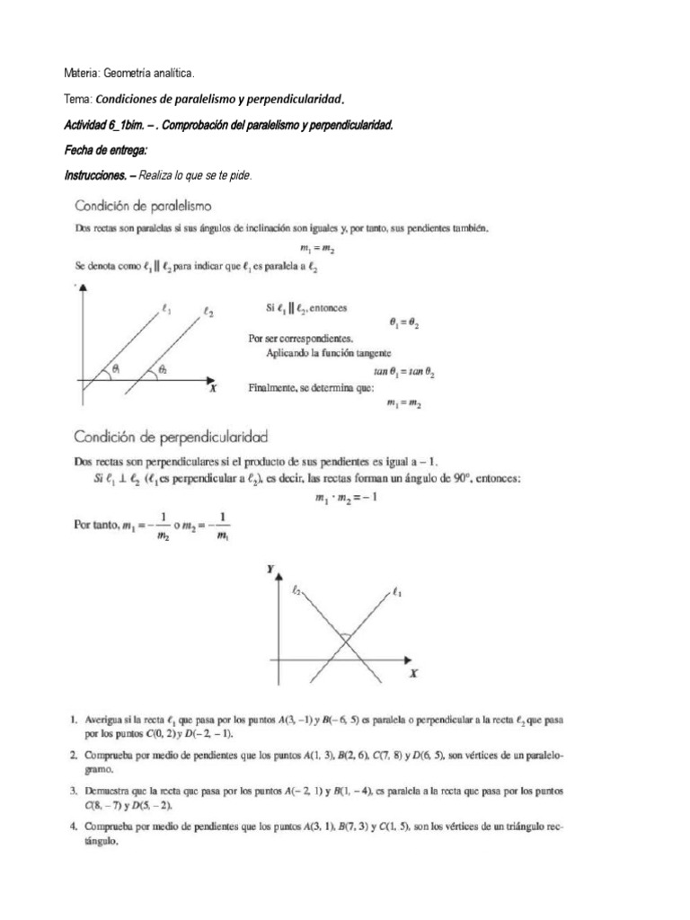 Tarea 6 - 1bim - Paralelismo y Perpendicularidad | PDF