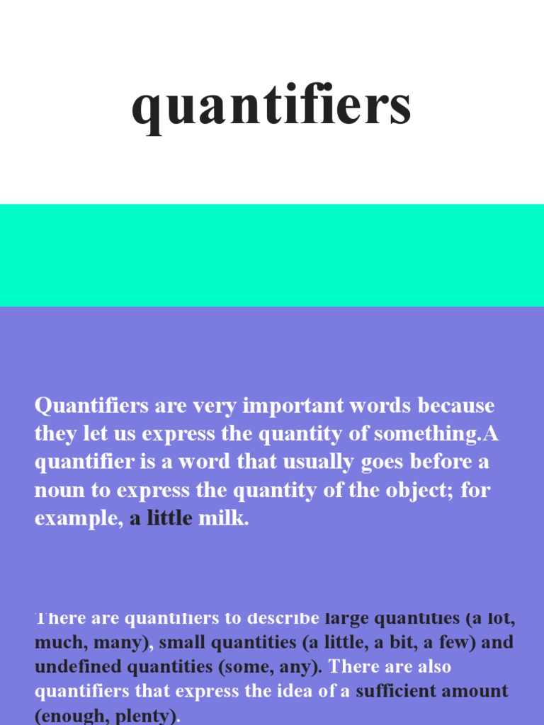 Quantifiers | PDF | Noun | Quantity