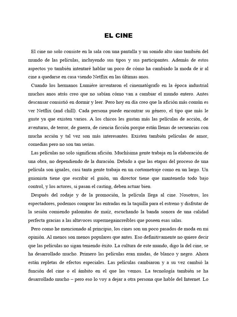 El Cine - Tema para El Examen Oral b2 | PDF | Netflix