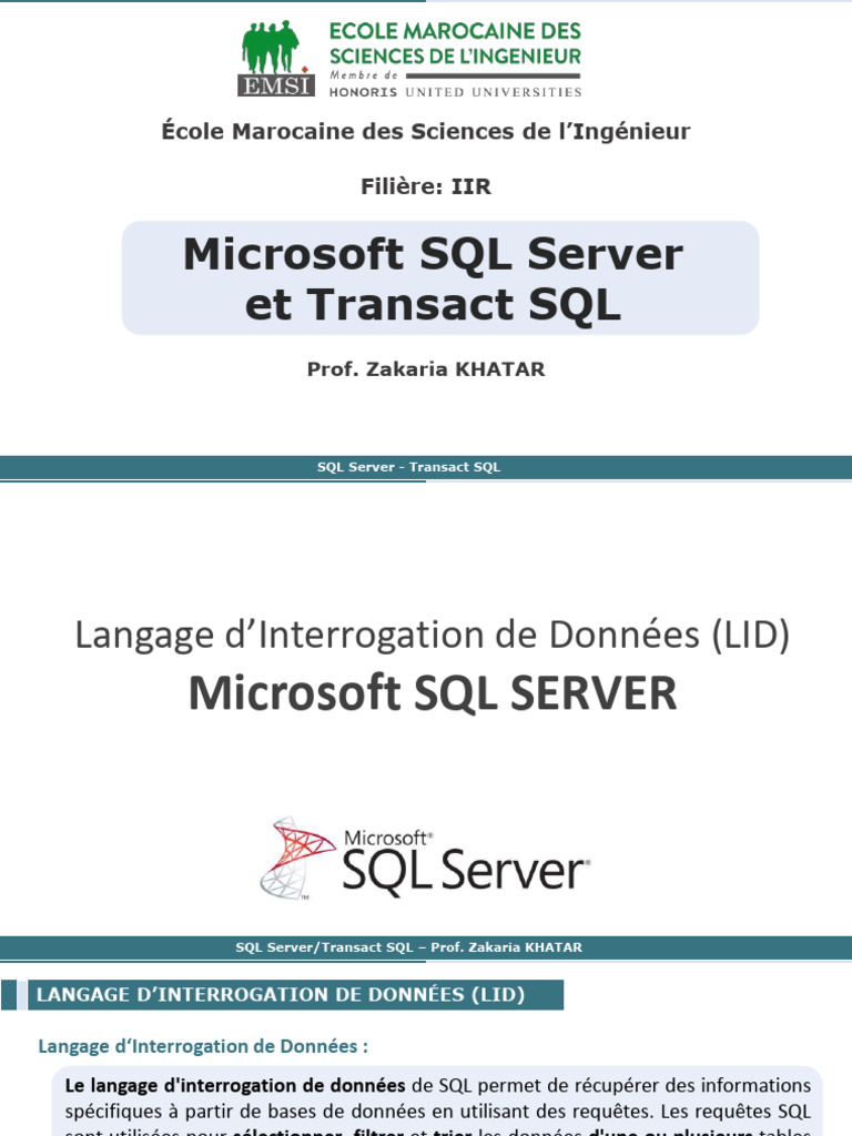 SQL Server - Part 4 - Lid | PDF | SQL | Informatique