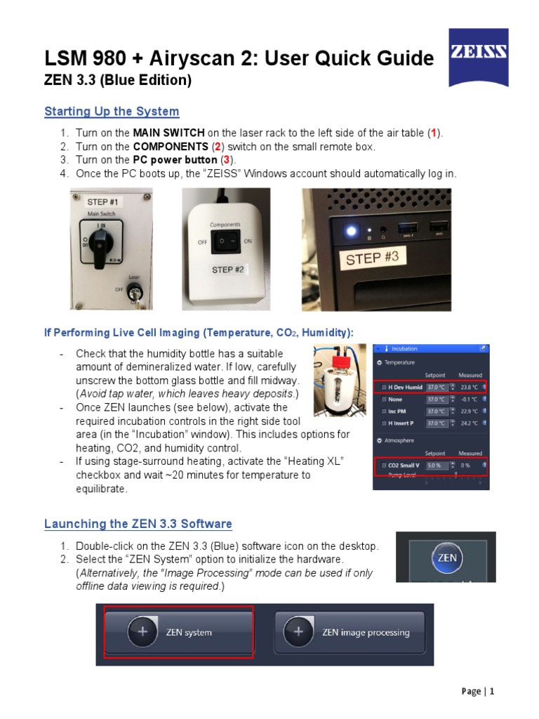 LSM 980 Airyscan 2 User Quick Guide | PDF | Confocal Microscopy | Optics