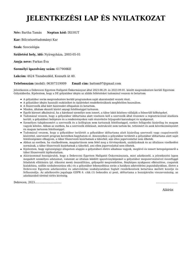 Dehok GT Jelentkezes 2023 - 08 - 08 64d2a9de02537 | PDF