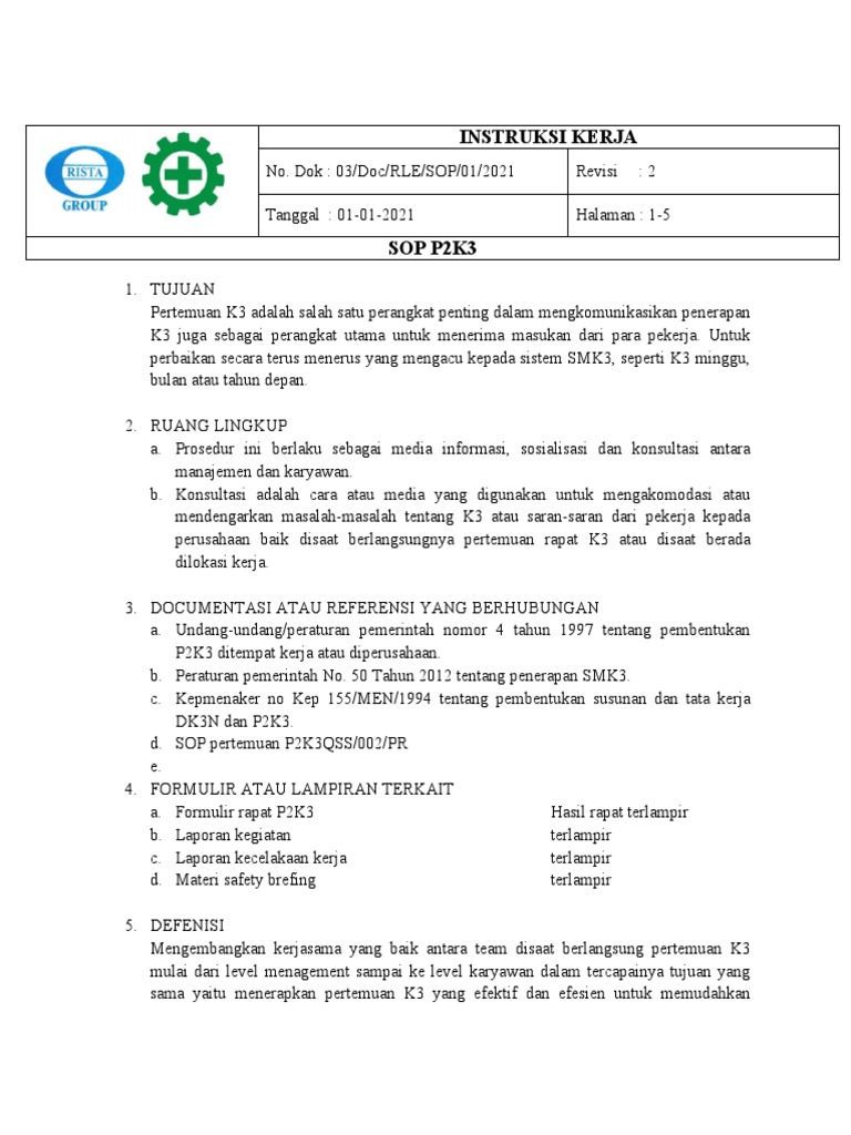 Sop P2K3 | PDF | Karier & Perkembangan | Teknologi & Rekayasa