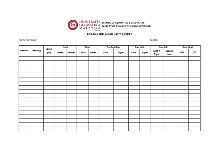Borang Hitungan Latit & Dipat | PDF