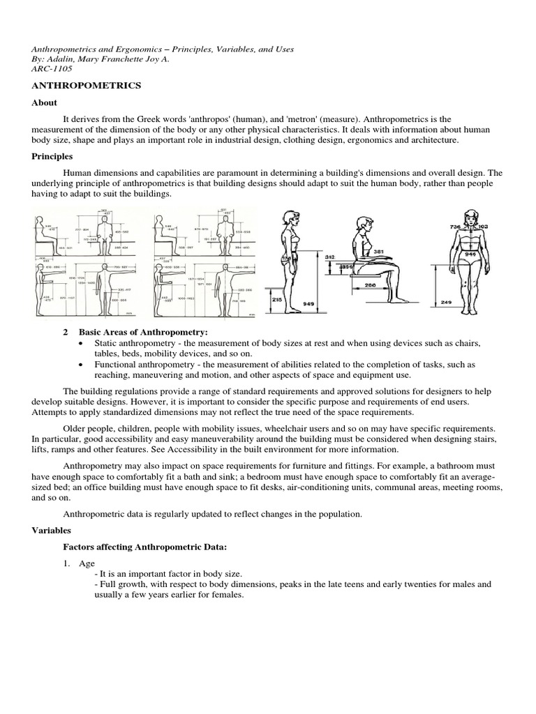 Anthropometrics and Ergonomics | PDF | Human Factors And Ergonomics | Anthropometry