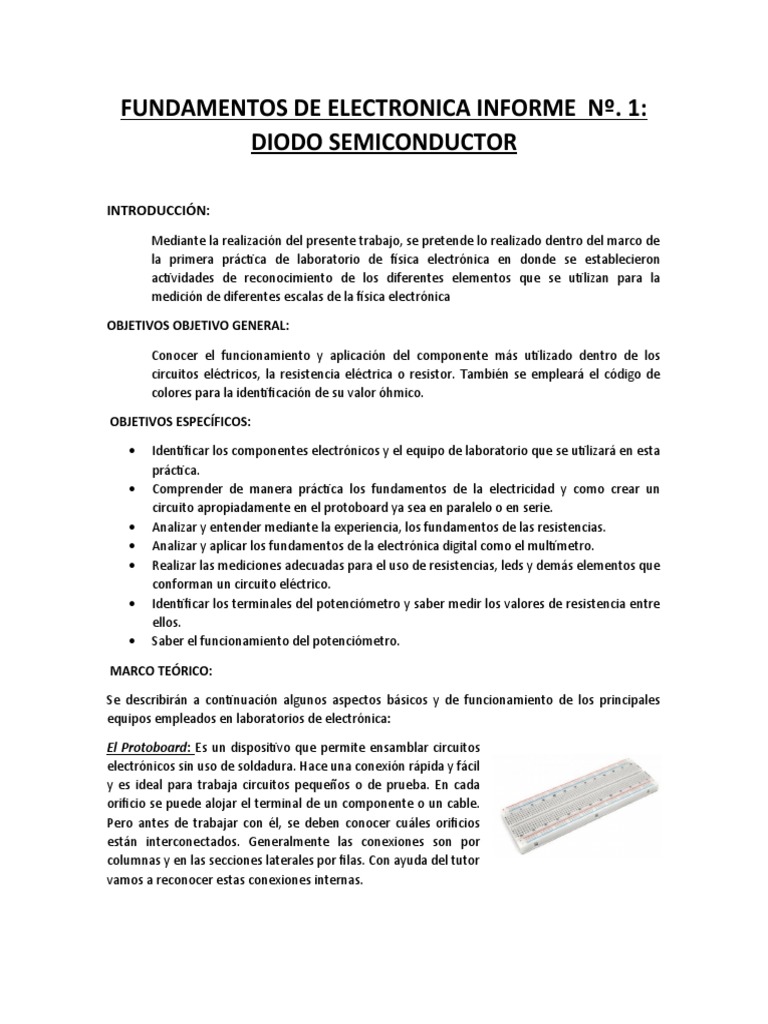 Lab Diodo Semi Conductor | PDF | Resistor | Resistencia Eléctrica y ...