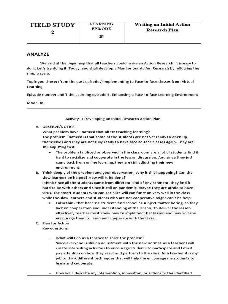 FS2 Epi19 Pontejos | PDF | Action Research | Learning