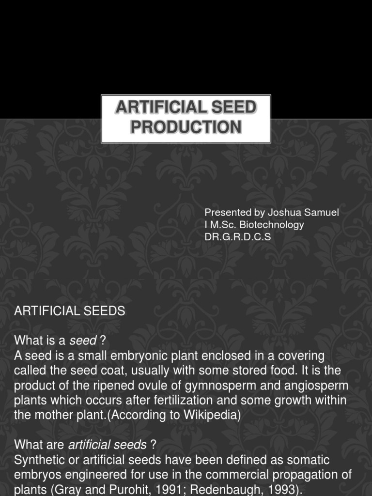 Artificial Seed Production | PDF | Seed | Biological Interactions