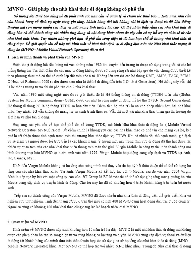 Các Mô Hình M NG MVNO - Vi | PDF