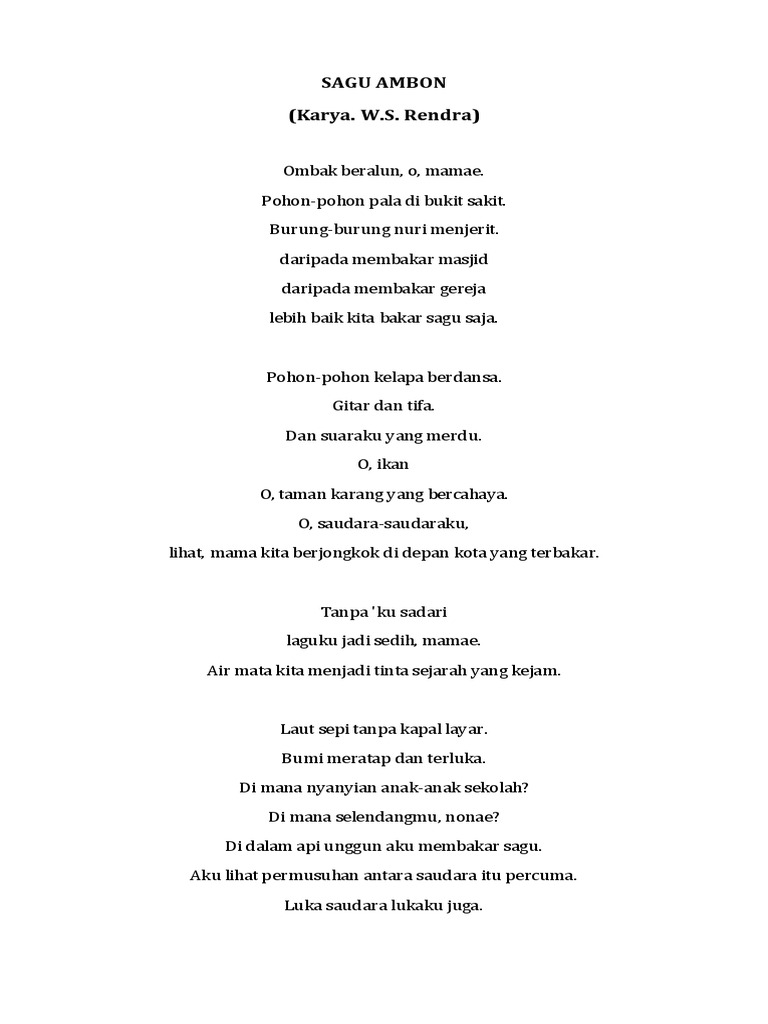 Puisi Sagu Ambon | PDF | Puisi