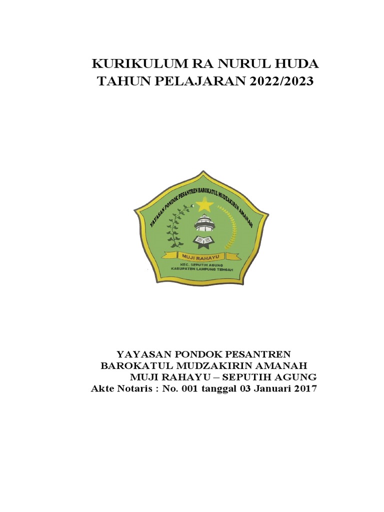 Kurikulum Ra Nurul Huda | PDF