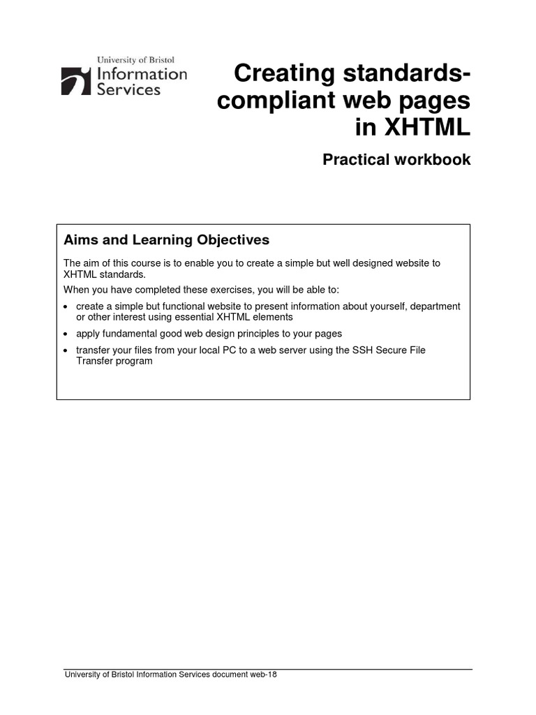 XHTML Web Design Workbook | PDF | Html Element | Html