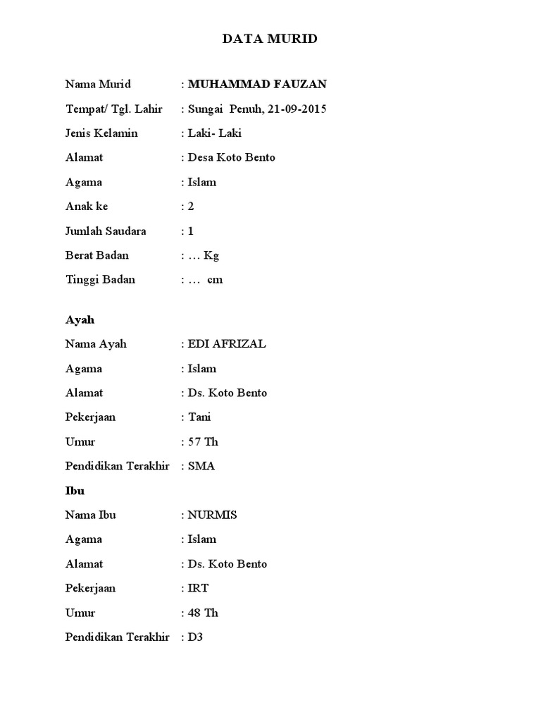 Data Murid | PDF