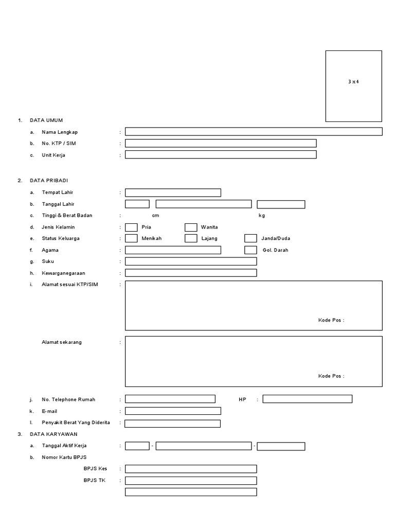 Form Calon Pegawai | PDF