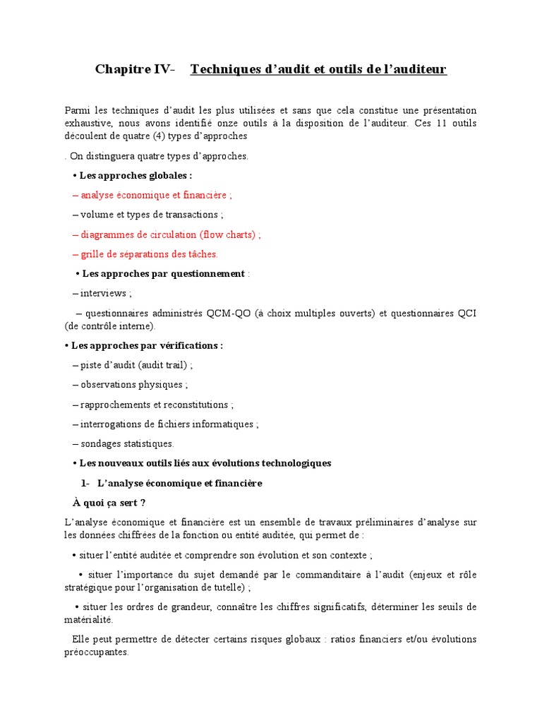 Outils Essentiels de l'Auditeur | PDF | Audit | Contrôle interne