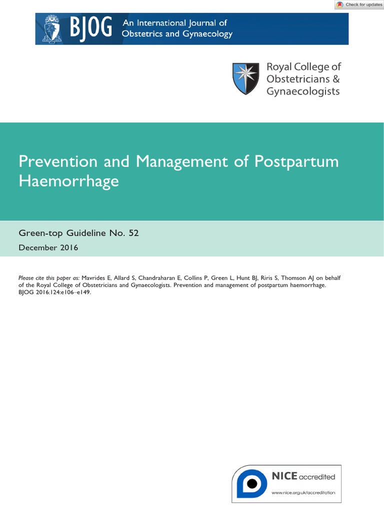 BJOG - 2016 - Green Top Guideline No 52 | PDF | Childbirth | Caesarean ...