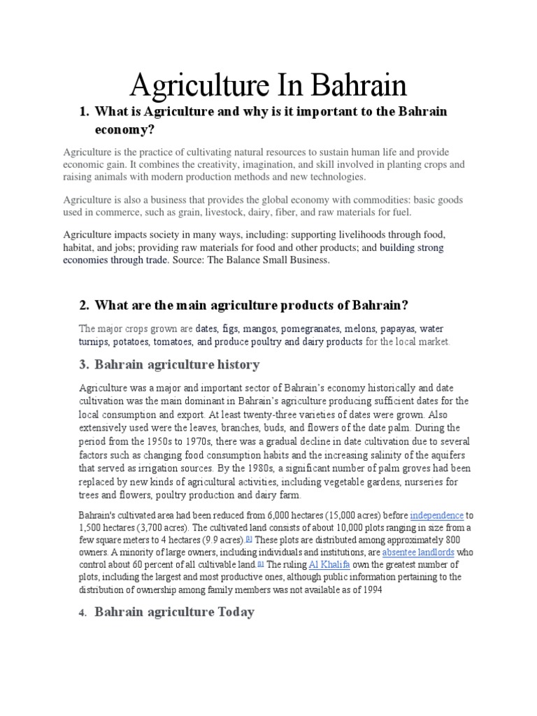 Bah Geo Project Sr3 - Agriculture in Bahrain (Written Info) | PDF | Hydroponics | Agriculture