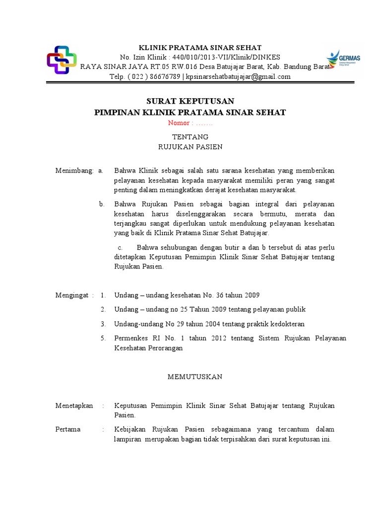SK Rujukan Pasien Kpss | PDF