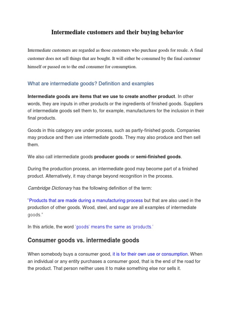 Intermediate Customers and Their Buying Behavior | PDF | Social Science