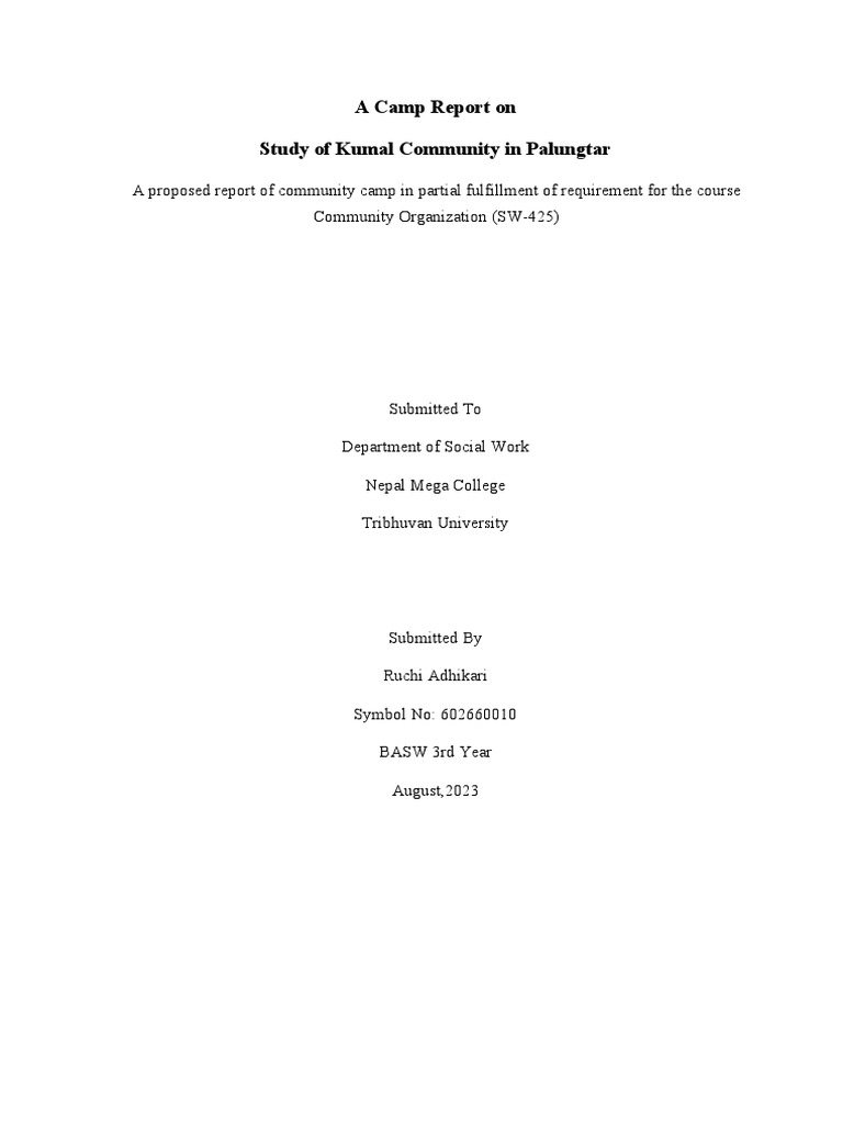 Camp Report on Kumal Community Study | PDF | Social Work | Community