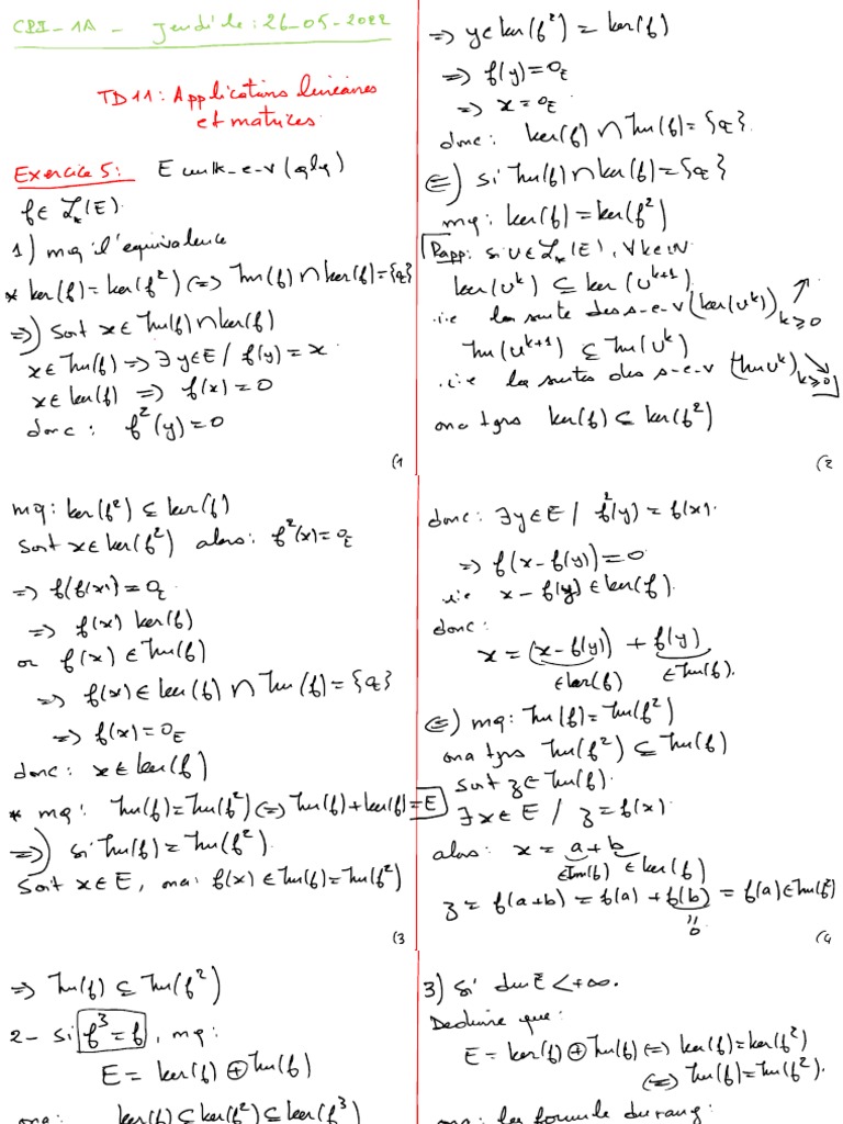 TD11 Apps Lin+®aires&matrices - Class 2026 - Corrig+® | PDF