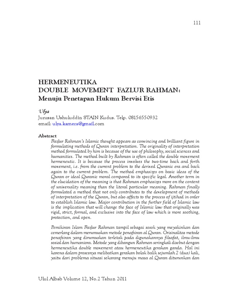 Hermeneutika Fazlur Rahman | PDF | Agama & Spiritualitas