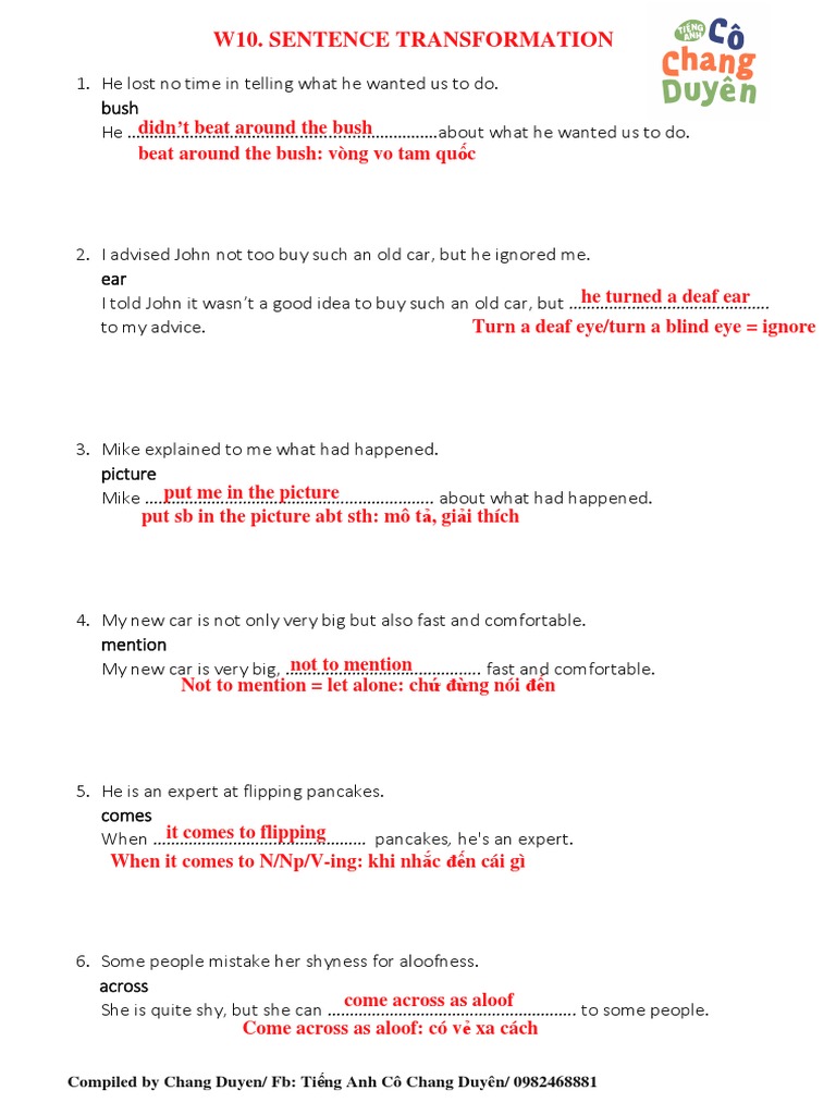 English Sentence Transformations | PDF