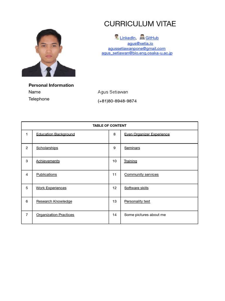 Agus Setiawan's Academic and Professional CV | PDF | Biology