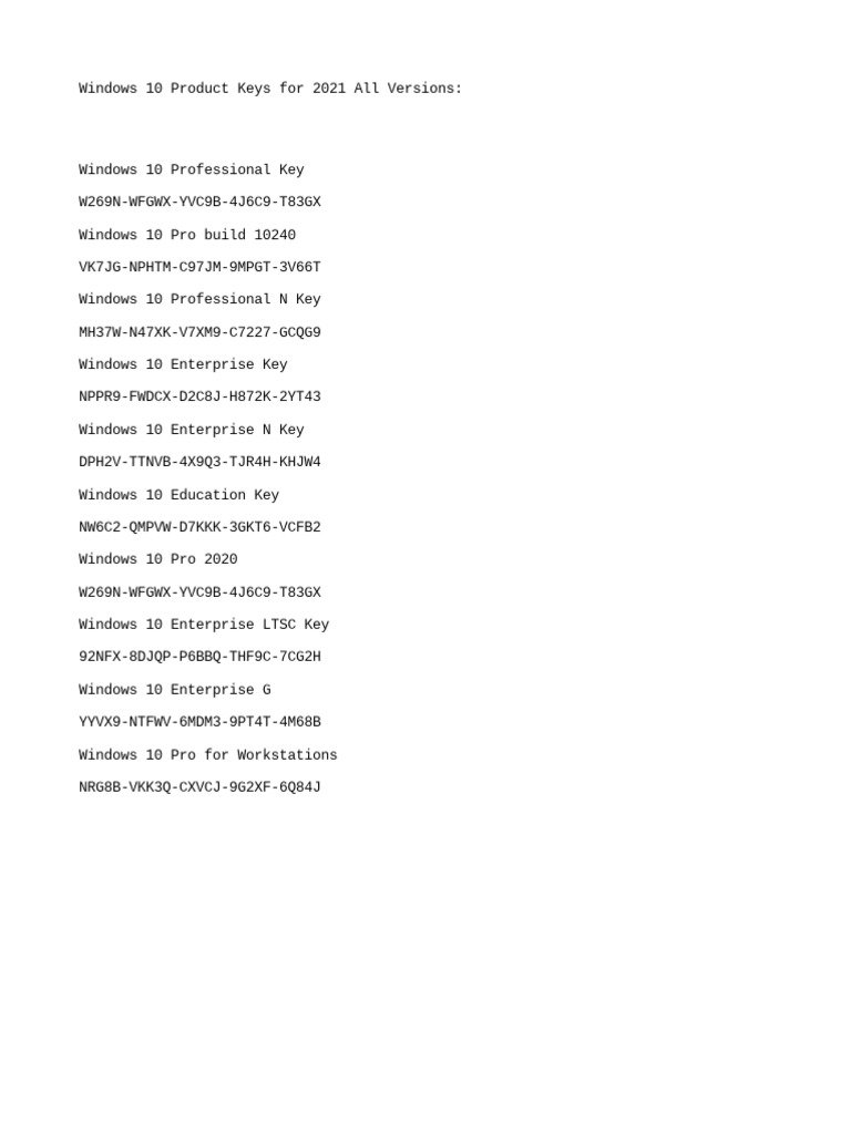 Windows 10 Activation Keys | PDF