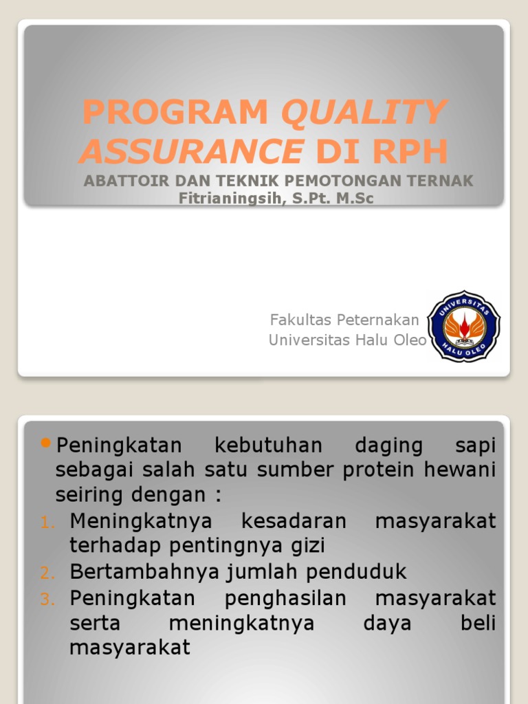 Jaminan Mutu di RPH Sapi | PDF