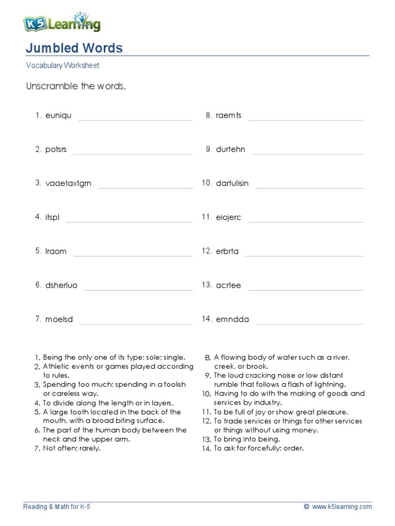 Jumbled Words | PDF | Weather | Vocabulary