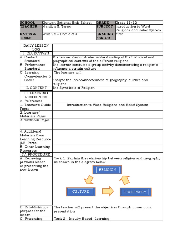 Intro To World Religion Q1 W2 D3 4 | Download Free PDF | Learning ...