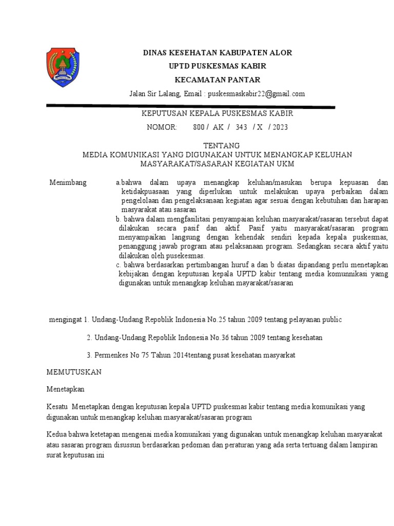 Dinas Kesehatan Kabupaten Alor | PDF