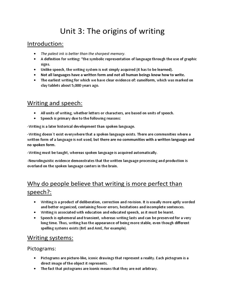 Unit 3 The Origins of Writing | PDF | Alphabet | English Language