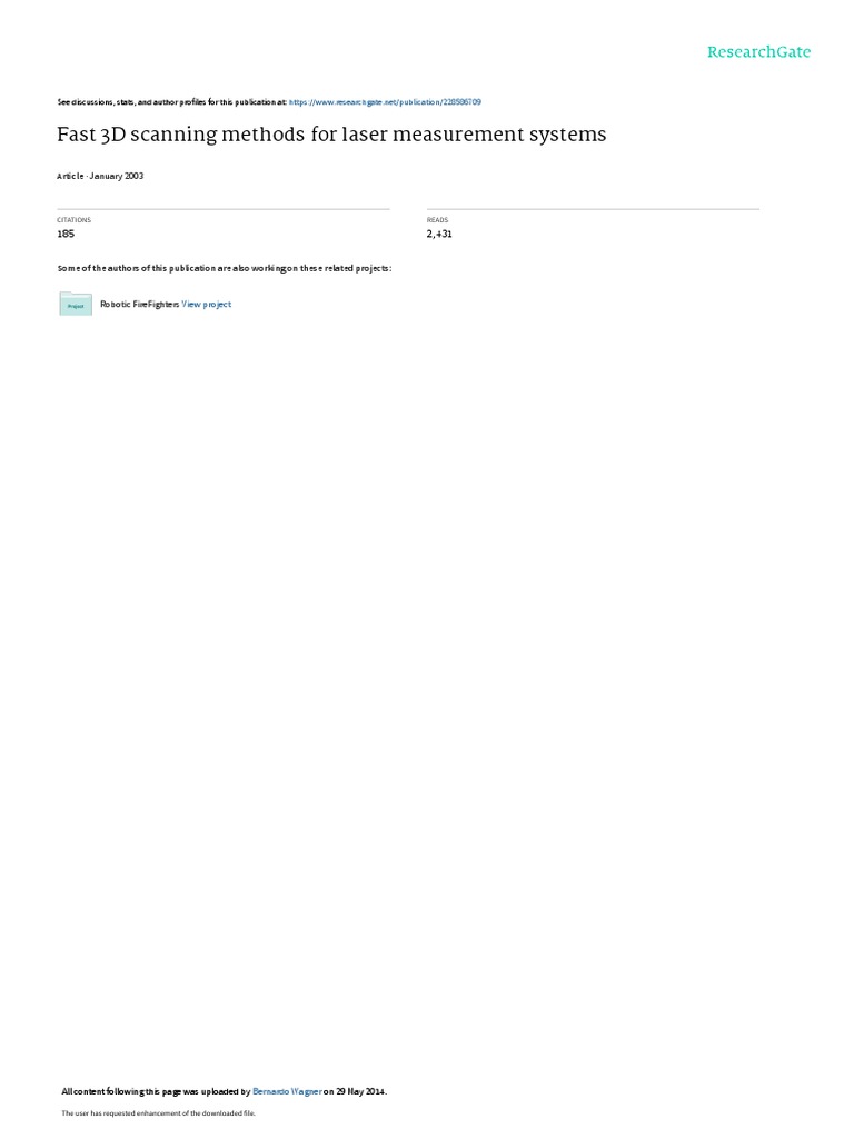 Fast 3D Scanning Methods For Laser Measurement Sys | Download Free PDF ...