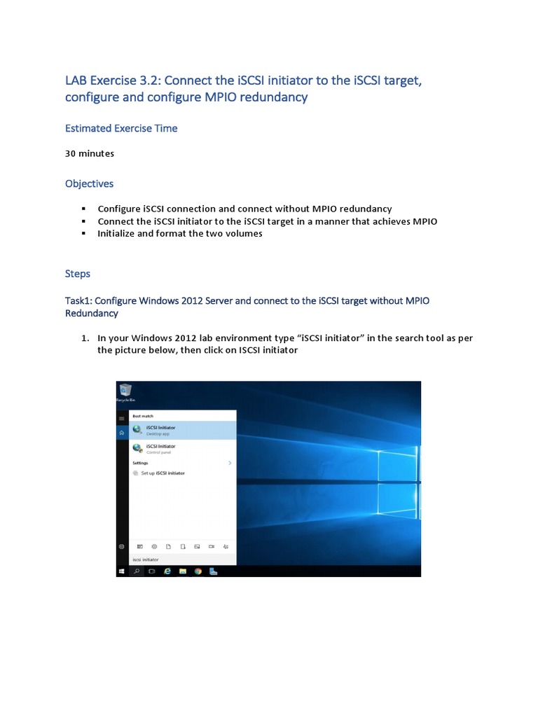 LAB3.2 - Connecting Windows Host Over iSCSI With MPIO | PDF | Microsoft Windows | Software