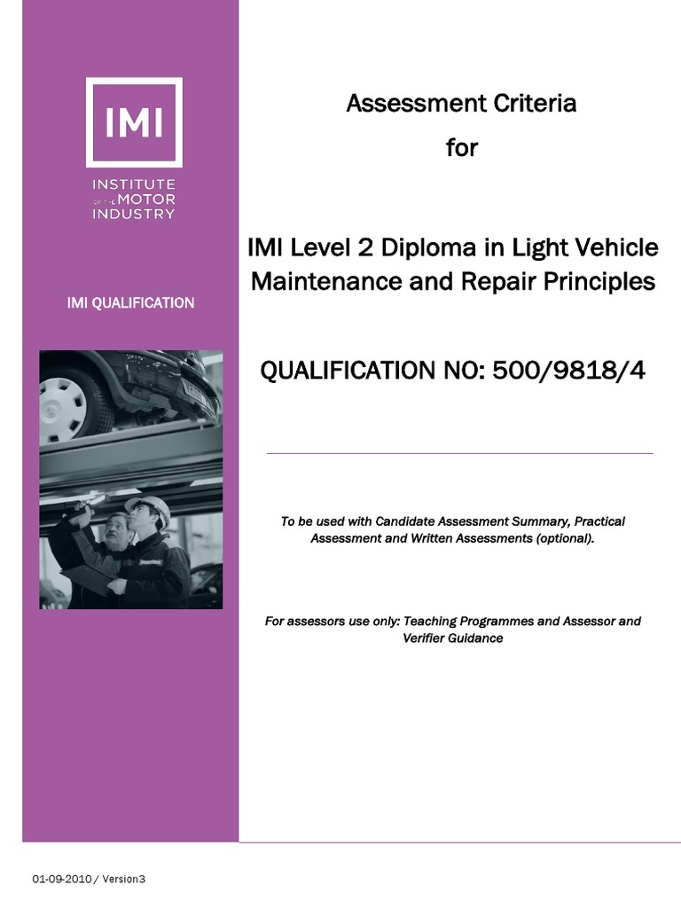 IMI Level 2 Assessment Criteria | PDF | Occupational Safety And Health ...